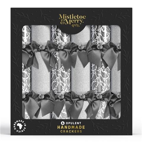 Mistletoe & Merry - Opulent Silver Foliage Cracker Set 6pce | Peter's ...