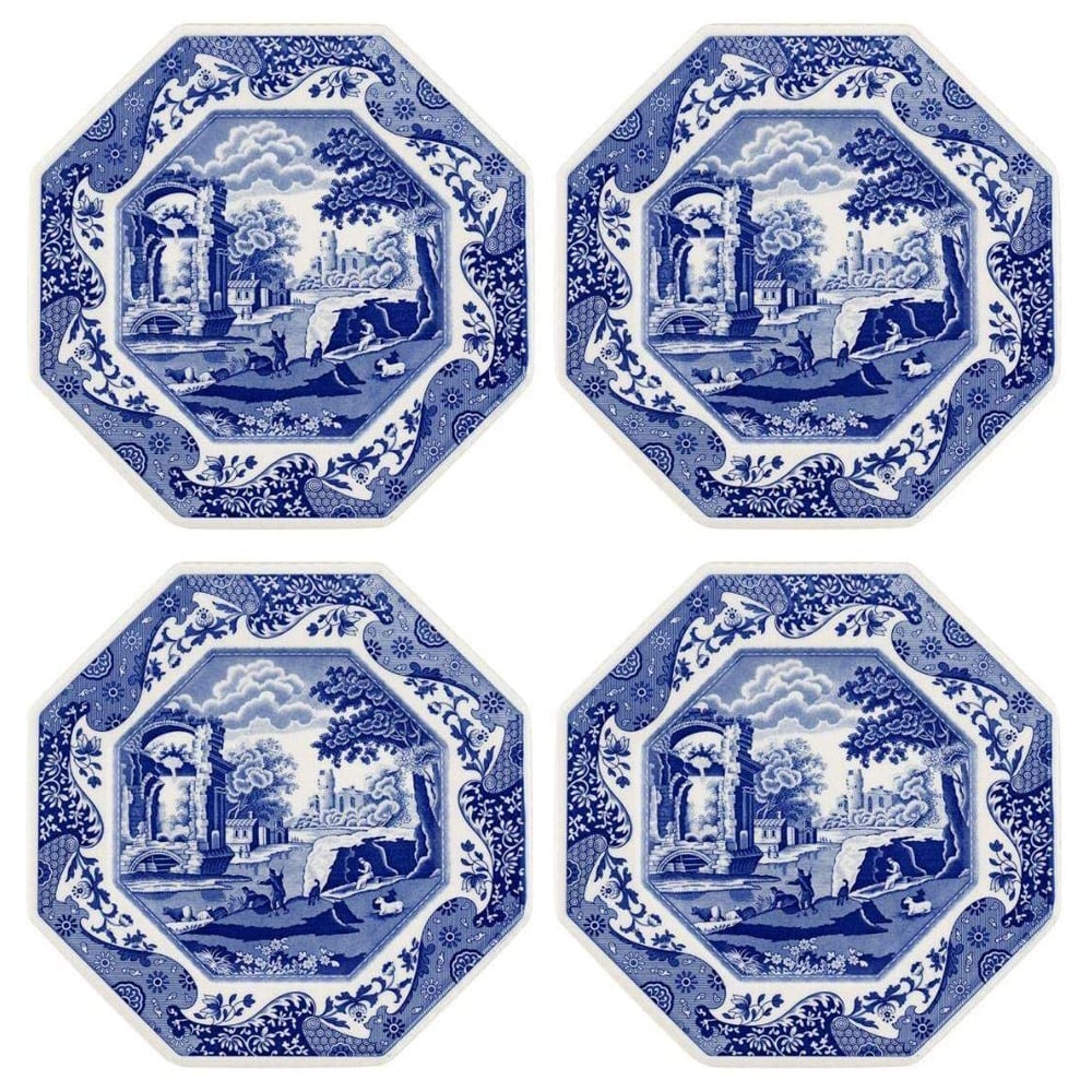 Spode - Blue Italian Octagonal Plate 24cm Set 4pce | Peter's of Kensington