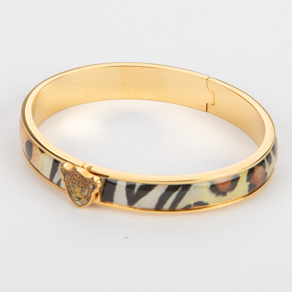 Halcyon Days - Leopard Head Animal Print Bangle Gold | Peter's of ...