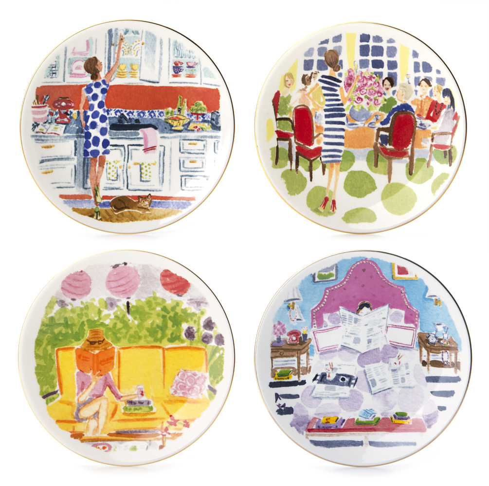 Lenox - Kate Spade Illustrated Tidbit Plate Set 4pce